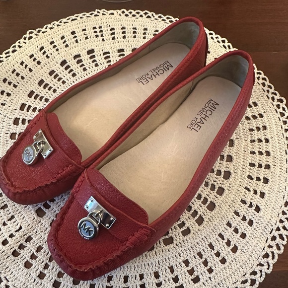 Michael Kors | Shoes | Michael Kors Womens Red Leather Loafers | Poshmark